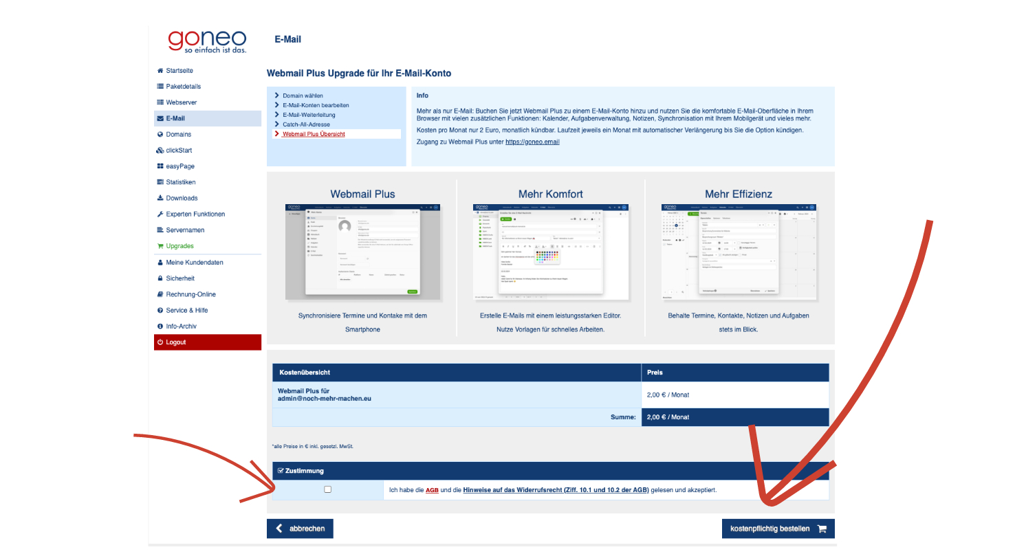 So fügst du goneo Webmail Plus hinzu